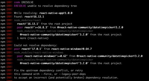 Unable To Resolve Dependency Tree When Using Npm Install Error Stack Overflow