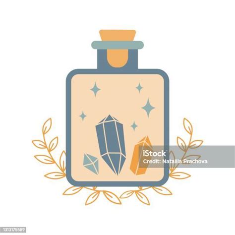 흰색 배경에 고립 된 크리스탈과 마법의 비약 또는 독병 실루엣 마술사에 대한 스톡 벡터 아트 및 기타 이미지 마술사 스케치