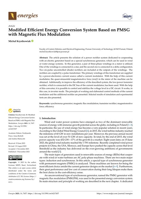 Pdf Modified Efficient Energy Conversion System Based On Pmsg With Magnetic Flux Modulation