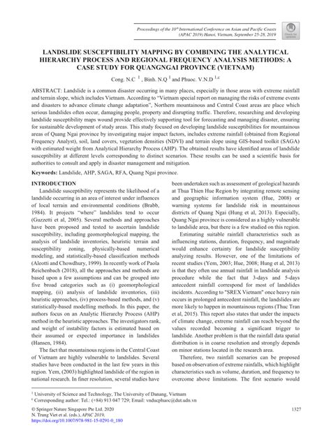 Pdf Landslide Susceptibility Mapping By Combining The Analytical
