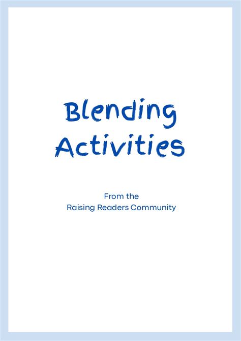 Blending Activities The Primary Educator