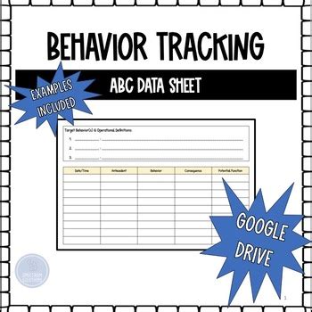Behavior Tracking ABC Data Sheet For Parents And Educators TPT