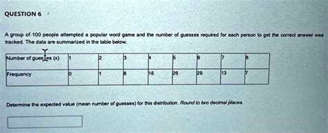 solved texts question 6 a group of 100 people attempted a popular word game and the number of