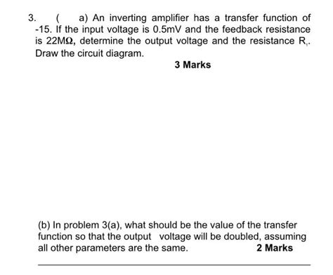 Solved 3 A An Inverting Amplifier Has A Transfer