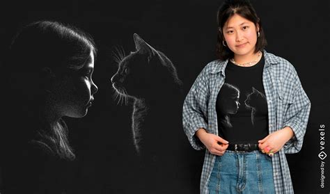 Plantilla Psd Editable De Dise O De Camiseta De Ni A Y Gato