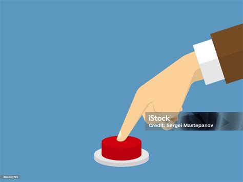 손 버튼을 누르면입니다 평면 디자인 스타일입니다 벡터 밀기에 대한 스톡 벡터 아트 및 기타 이미지 밀기 빨강 벡터