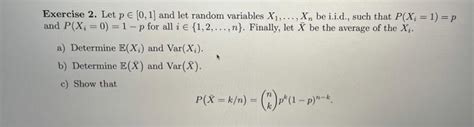 Solved Exercise 2 Let Pe 0 1 And Let Random Variables