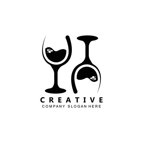 Sparkling Wine Glass Logo Icon Vector Cafe Inspiration Template