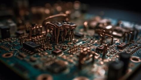 Premium Ai Image Complexity Of Electronics Industry Shown In Extreme Close Up Of Circuit Board