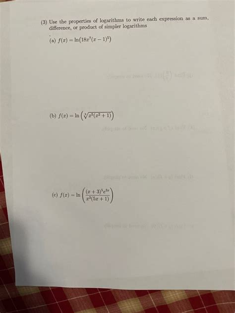 solved 3 use the properties of logarithms to write each
