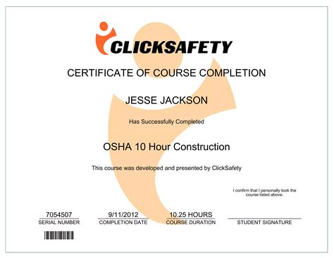 Osha Certificate Pdf