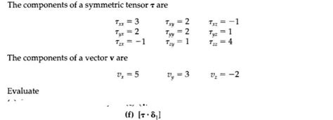 Solved The Components Of A Symmetric Tensor τ Are