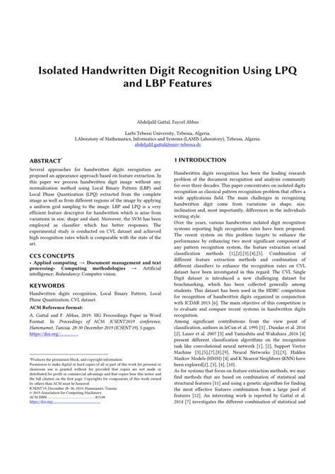PDF Isolated Handwritten Digit Recognition Using LPQ And LBP Features