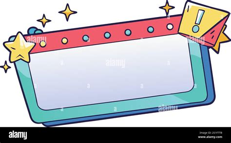Cartoon Notification Popup Design Featuring Colorful Details With Stars Exclamation Marks And