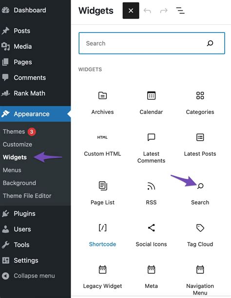 how to add search bar to a wordpress menu rank math