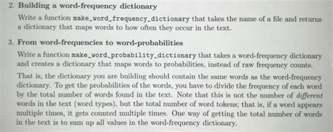Solved Building A Word Frequency Dictionary Write A Chegg