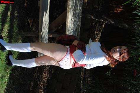 Sexy Schoolgirl Showing Her White Panties Outdoors 15 Photos