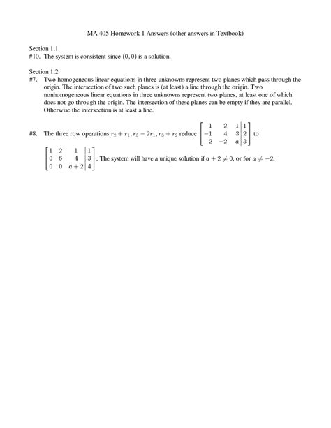 Homework 1 Answers Introduction To Linear Algebra Ma 405 Docsity