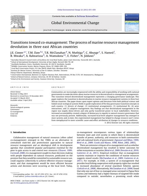 Pdf Transitions Toward Co Management The Process Of Marine Resource