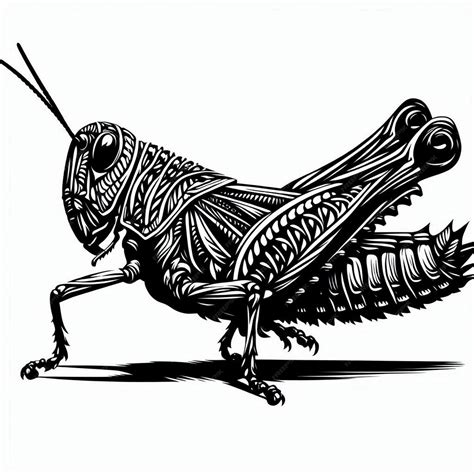 Grasshopper Contour Drawing White Black White Background Premium Ai