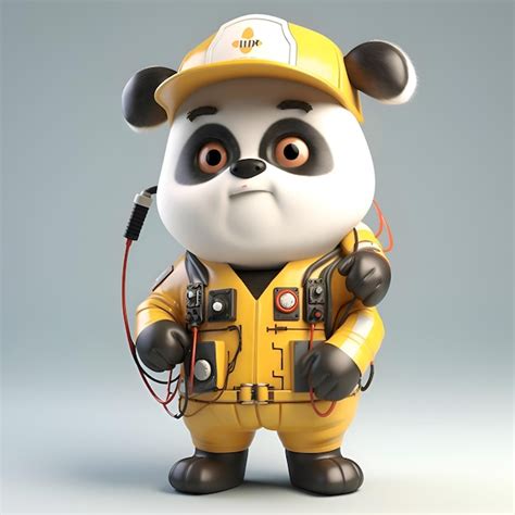 Premium Ai Image Panda Character In Astronaut Suit With A Panda Costume On A Gray Background