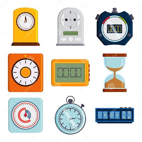 Clock And Watches Vector Timer Colorful Measurement Tools Number Digital Information Stopwatch