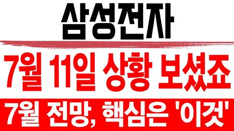 주식 삼성전자 7월 전망 핵심은 이것 삼성전자주가전망 삼성전자주가 삼성전자목표가 Youtube