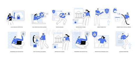 Cloud Computing Network Safety Abstract Concept Vector Illustration Set