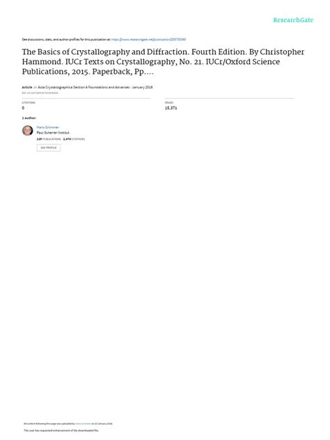 The Basics Of Crystallography And Diffraction Four Pdf Crystal
