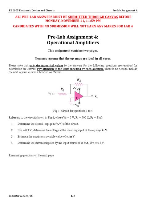 Pre Lab 4 Assignment Lab Session Ee 2005 Electronic Devices And