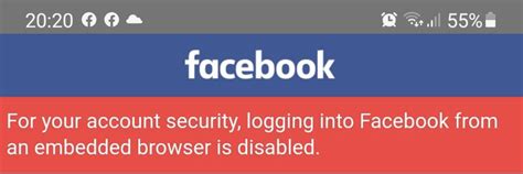 I Cant Login Anymore I Get The Logging Into Facebook From An Embedded Browser Is Disabled