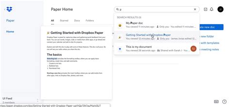 searching on dropbox paper desktop examples page flows video and 5