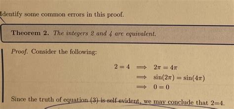 Solved Identify Some Common Errors In This Proof Theorem 2