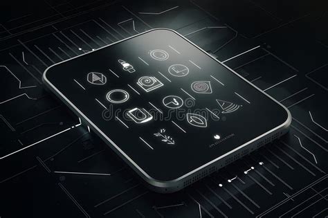 Futuristic Tablet Interface Security System Data Visualization Network Monitoring Stock