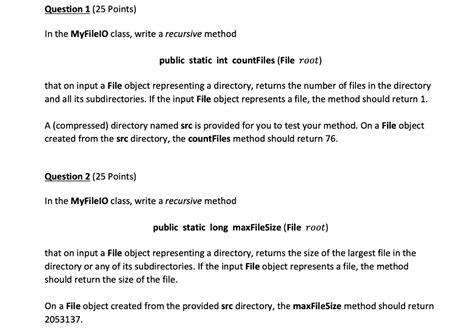 Solved In The Myfilelo Class Write A Recursive Method