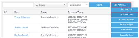 how to add a new user to the unit file condo control english