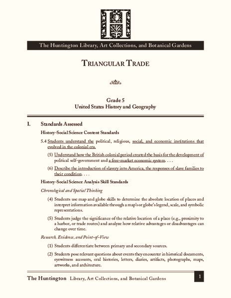 Triangular Trade Lesson Plan For 5th 7th Grade Lesson Planet