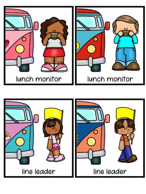 Colorful Van Classroom Décor Job Cards Hippie Van Theme Pre K Low Prep