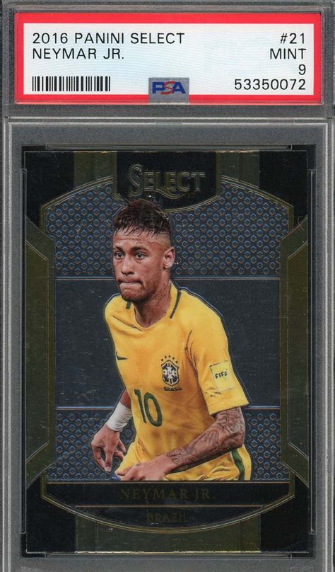 Neymar Jr 2016 Panini Select Soccer Card 21 Graded Psa 9