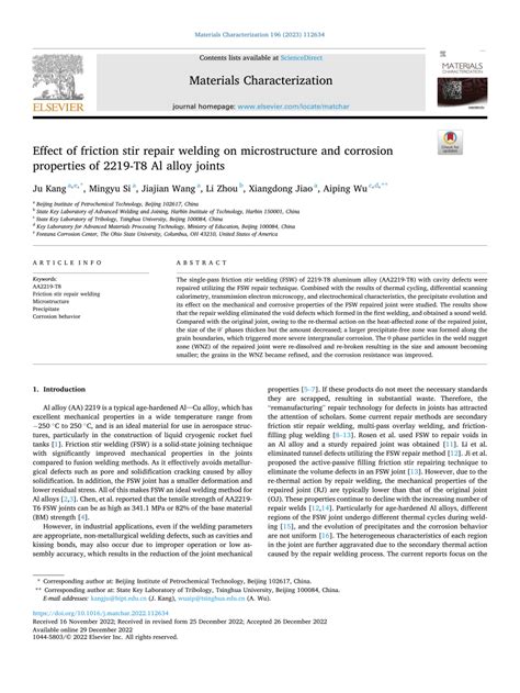 Pdf Effect Of Friction Stir Repair Welding On Microstructure And
