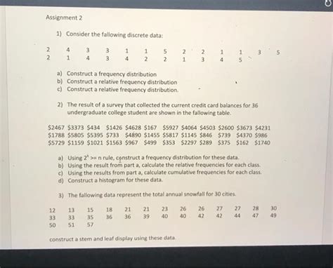 Solved 1 Consider The Fallowing Discrete Data A Construct