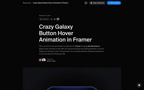Crazy Galaxy Button Hover Animation In Framer Fountn