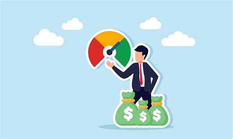 여러 개의 돈 가방을 가진 사업가 수준 표시기 기계 양호하고 안정적인 비즈니스 재무 성과의 그림 경제에 대한 스톡 벡터 아트 및 기타 이미지 Istock