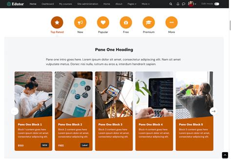 Moodle Theme Edutor How To Configure And Customise The Frontpage