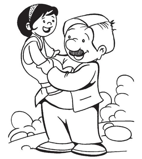 نقاشی درباره روز پدر برای کودکان ساده و زیبا مناسب رنگ آمیزی و ایده گرفتن