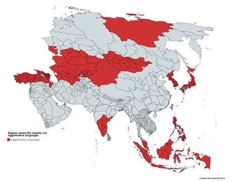 Regions Where The Majority Use Agglutinative Languages In Asia Mapporn