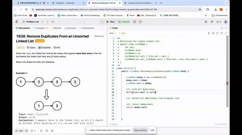 1836 Remove Duplicates From An Unsorted Linked List Youtube