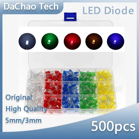 500pcs Box 5mm3mm Led Diode Kit Mixed Color Light Diy Kit