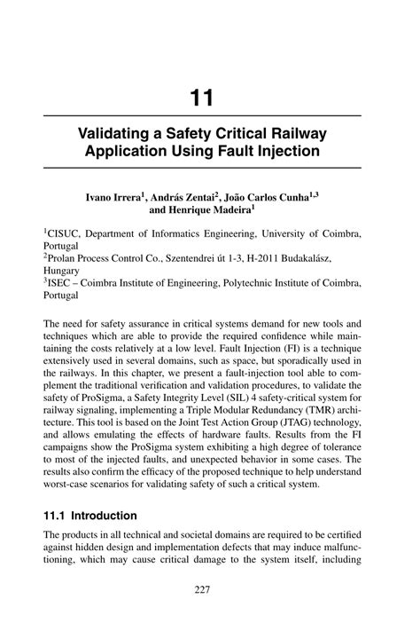 Pdf Validating A Safety Critical Railway Application Using Fault Injection