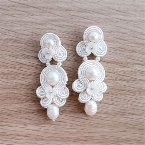 White Flower Earrings Etsy